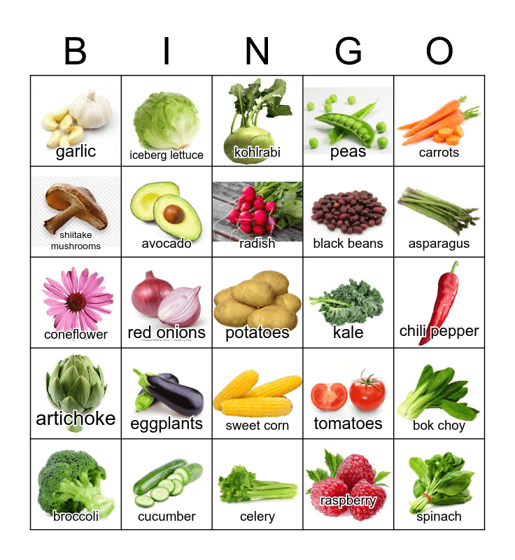 Vegetables Bingo Card