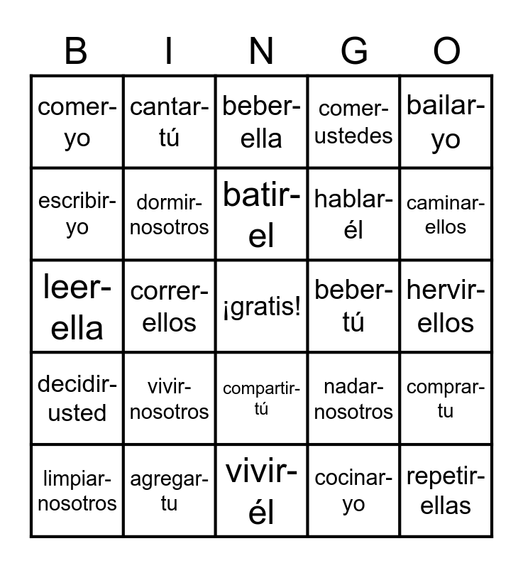 El pretérito Bingo Card