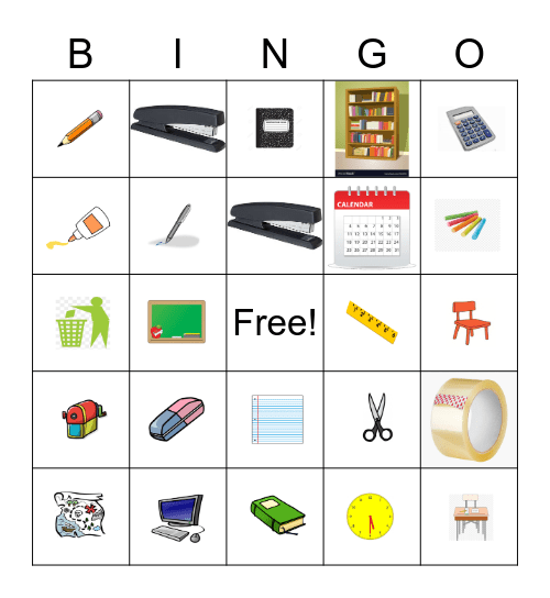 Classroom Objects Bingo Card