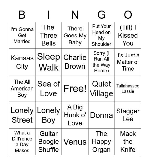 1959 Billboard Bingo Card