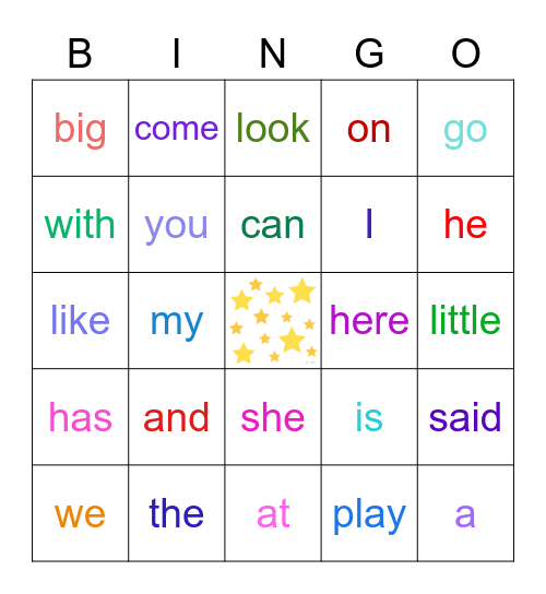 Sight Word Bing (Unit 1-5) Bingo Card