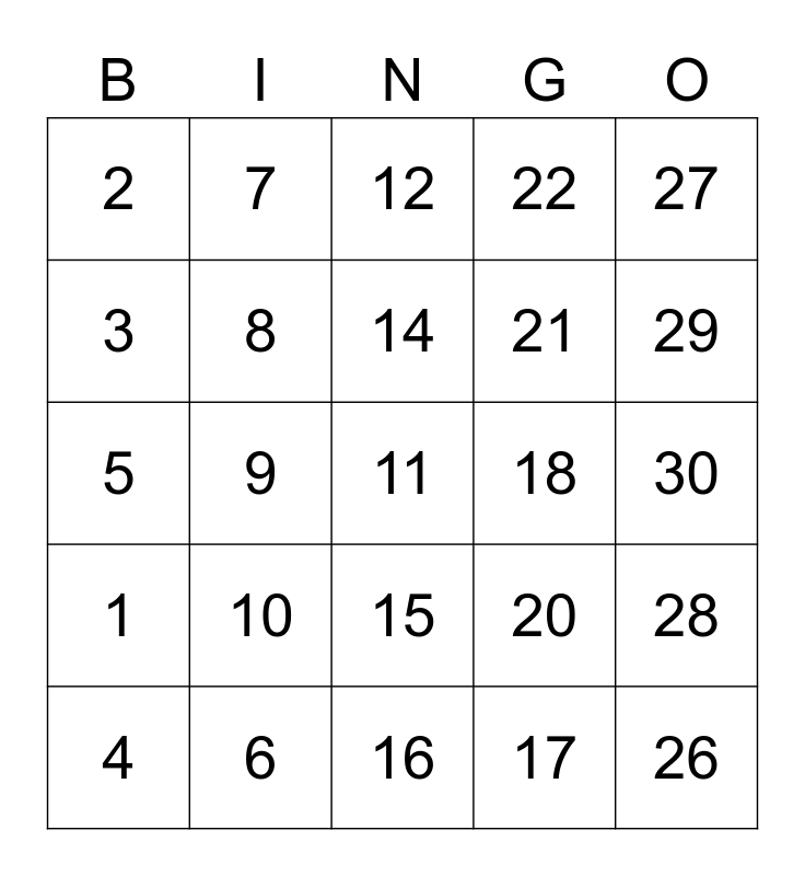 SP Wisdom Bingo Game Bingo Card