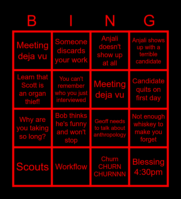 GOODBYE Bingo Card