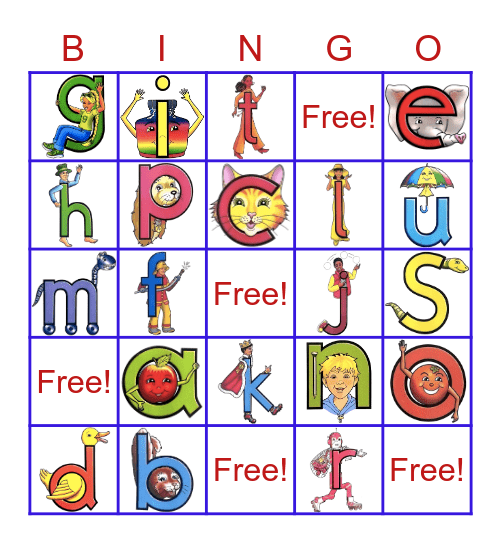Letterland Bingo Card