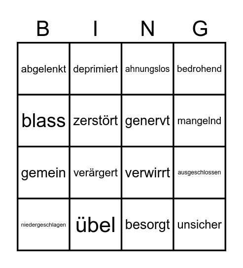 Bildergeschichte 31a: Handy Mobbing! (Adjektive) Bingo Card