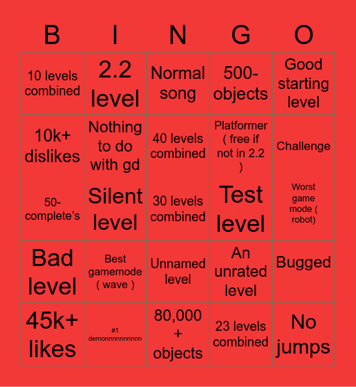 Gd Bingo Card Gd Bingo Card