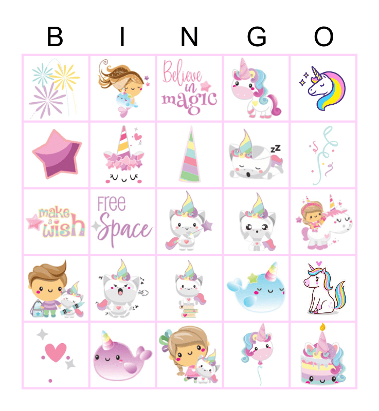 Unicorn Bingo Card