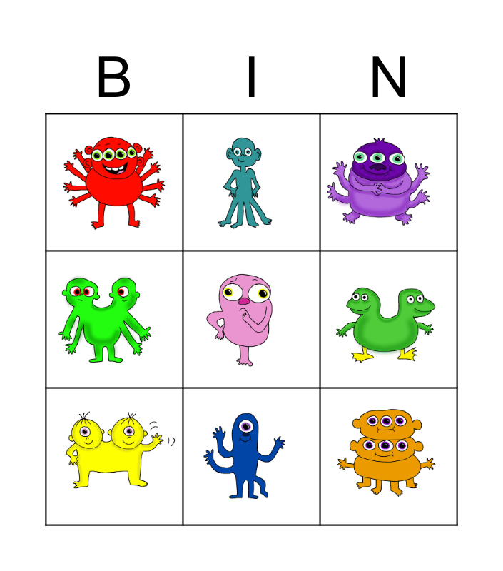 Monsters Bingo Card