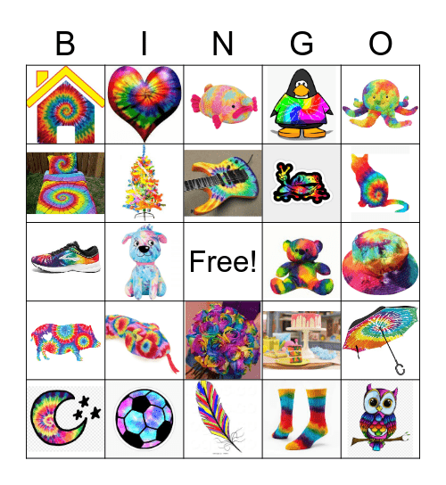 Tie Dye Bingo Card