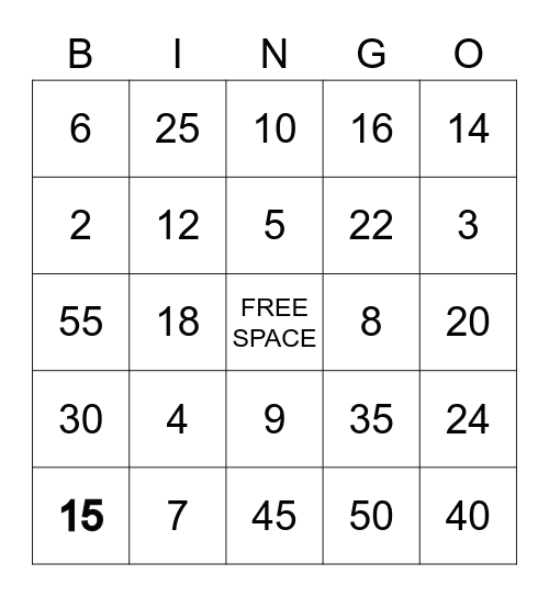 Google Docs Bingo Card