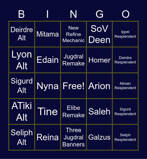 FEH 2022 Bingo Card
