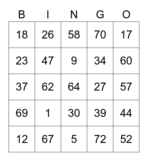 Torchic's Bingo Card (Round 1) Bingo Card