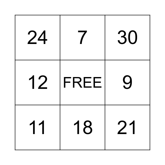 Numbers Bingo 1-50 Bingo Card