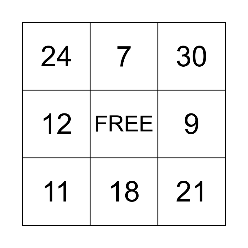 Numbers Bingo 1-50 Bingo Card