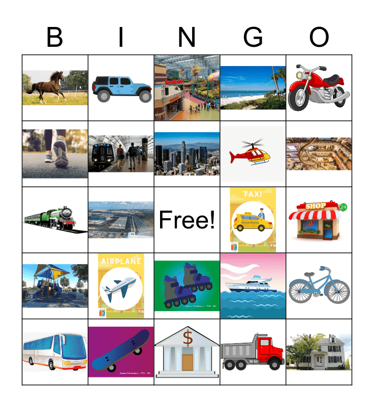 Modos de Transporte (Spanish 1) Bingo Card