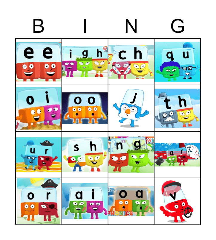 Alphablocks Bingo Phase 3 Bingo Card