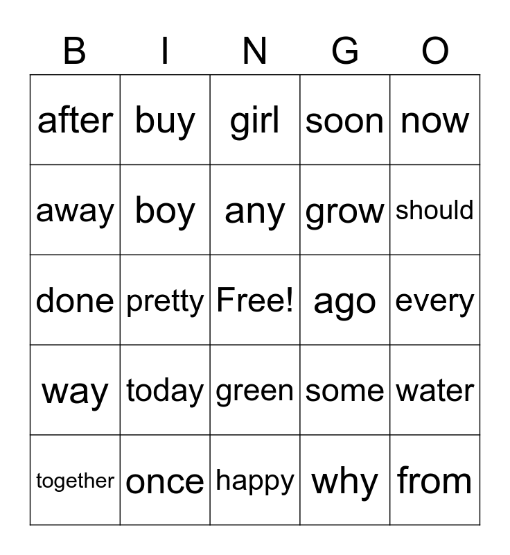 1st Grade Wonders Unit 3 Bingo Card