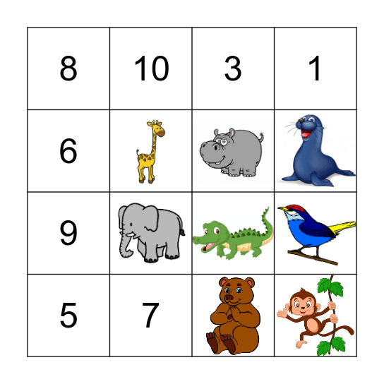 123 to the zoo Bingo Card