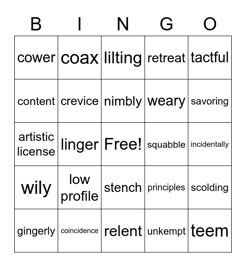 One and Only Ivan Bingo Card