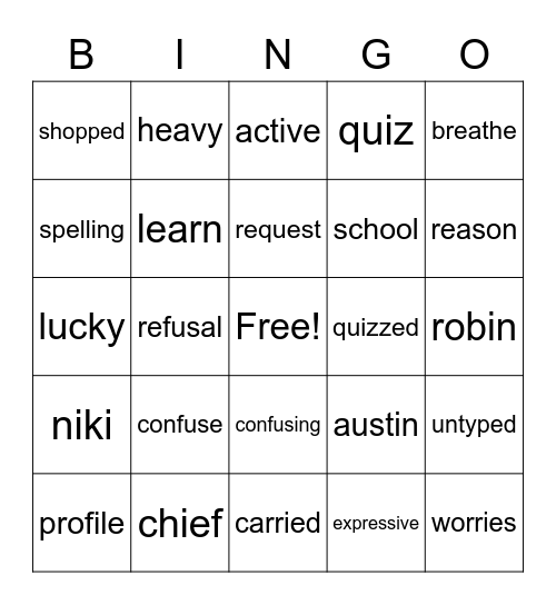 purple bingo lesson 80-84 Bingo Card