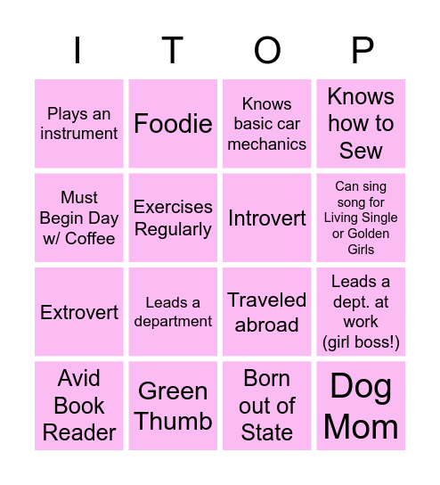 Women's Empowerment Ministry Bingo Card