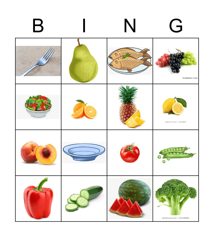 Las Frutas y Verduras Bingo Card