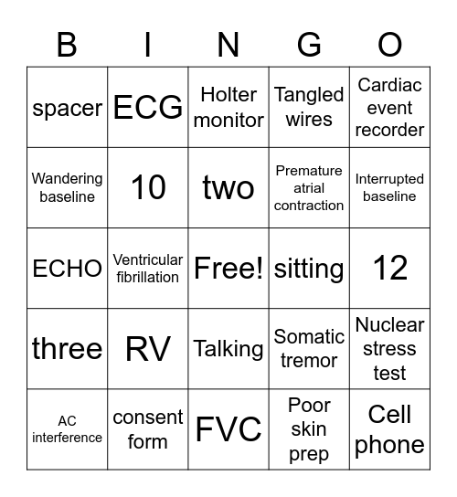 Cardiopulmonary Pt. 2 Bingo Card