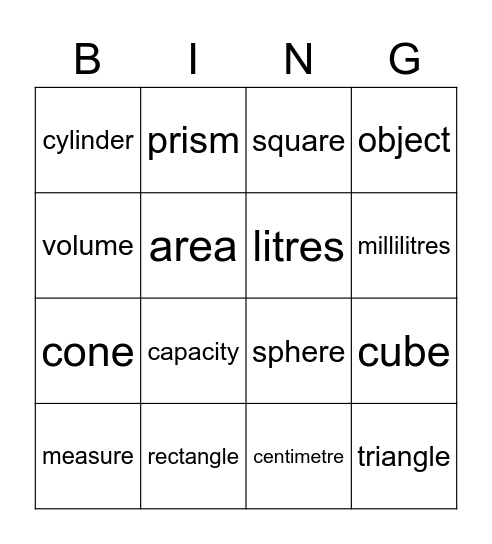 VOLUME Bingo Card