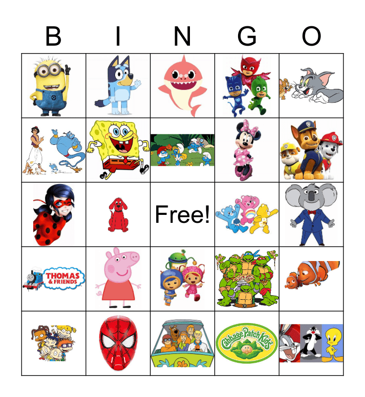 FAV Cartoons Bingo Card
