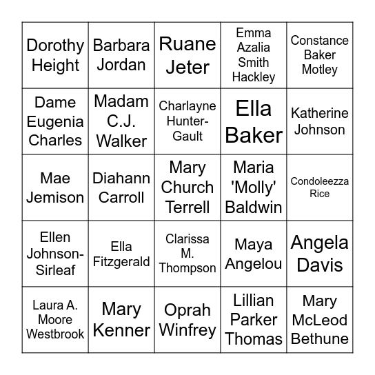 BHM & WHM Bingo! Bingo Card