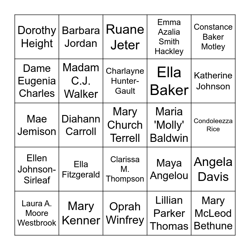 BHM & WHM Bingo! Bingo Card