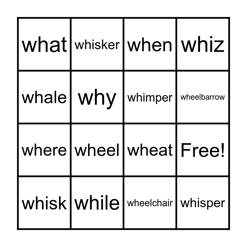 wh Bingo Card