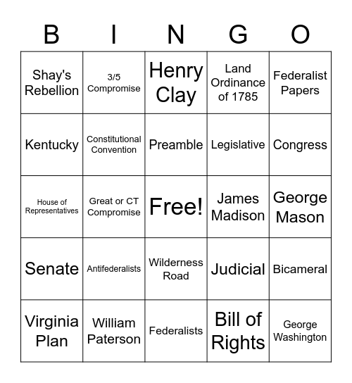 New Nation Review Bingo Card