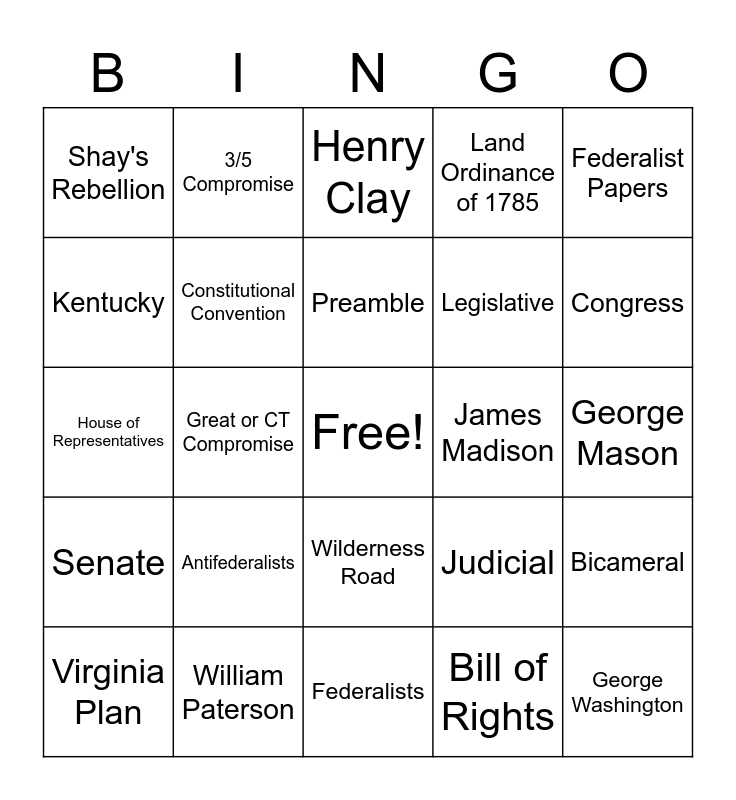 New Nation Review Bingo Card