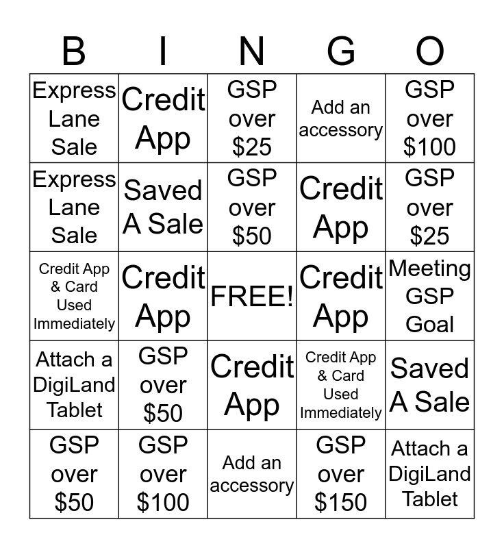 Front End Bingo Card