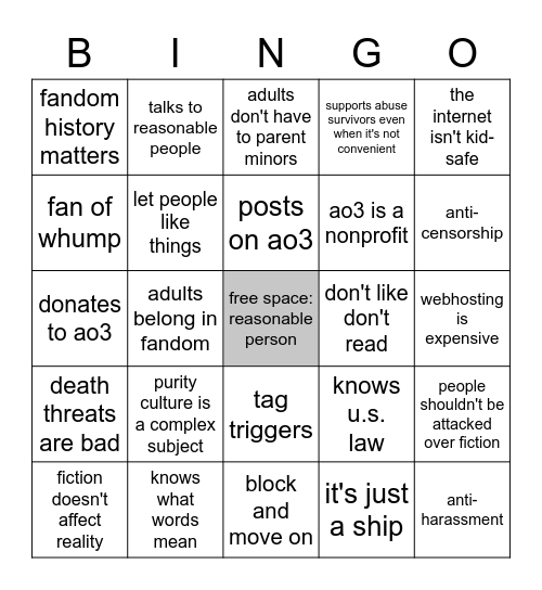 proship rhetoric bingo Card