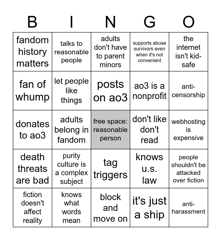 proship rhetoric bingo Card