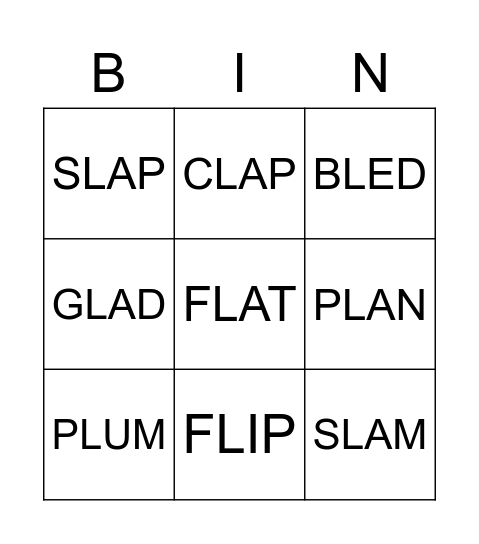 L BLENDS Bingo Card
