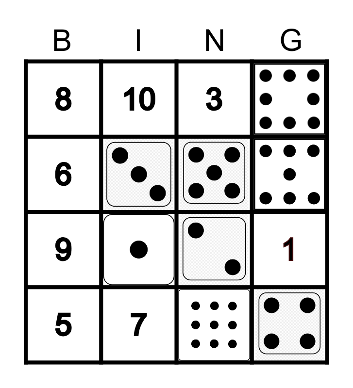 1 to 10 Bingo Card