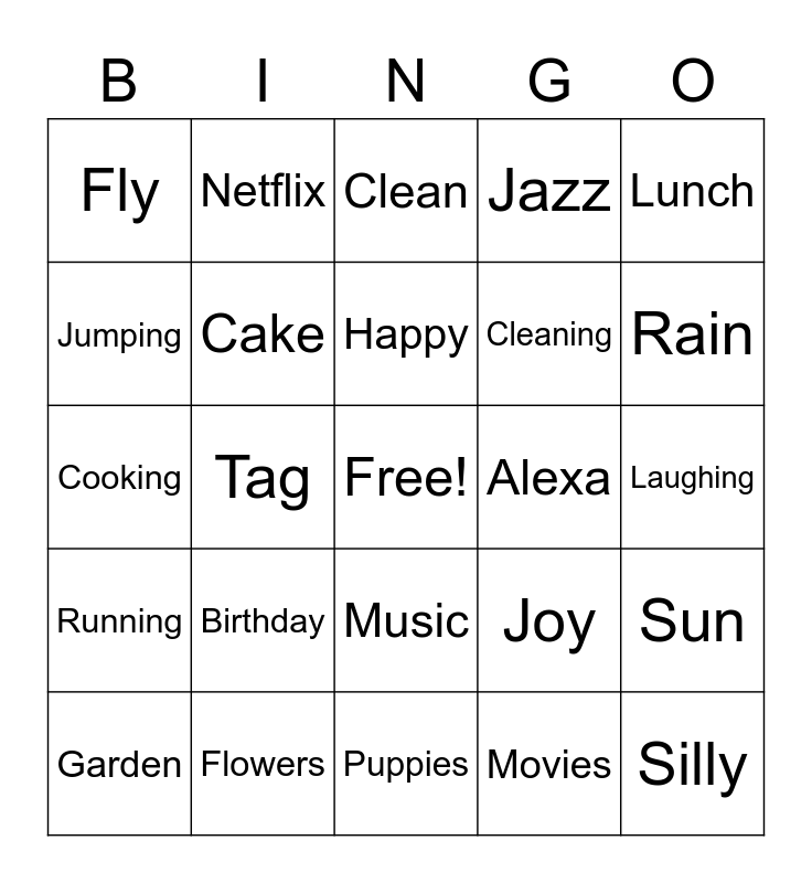Fun Words Bingo Card