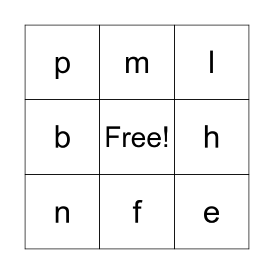Letter Bingo Card