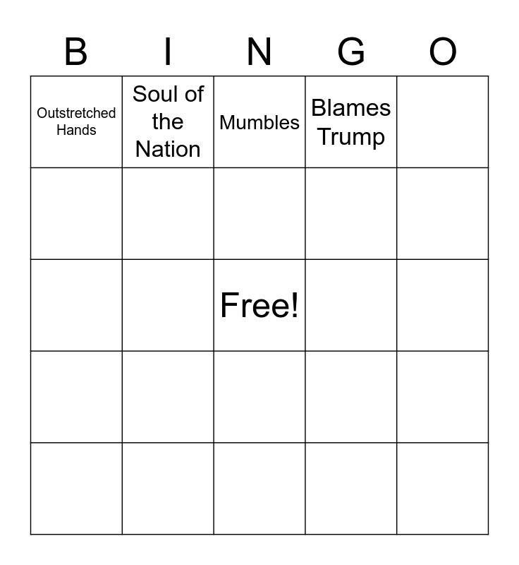 Biden State of the Union 2022 Bingo Card