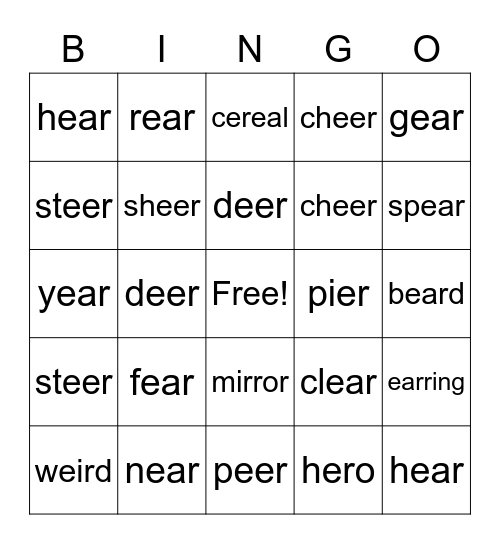 -EAR Bingo Card
