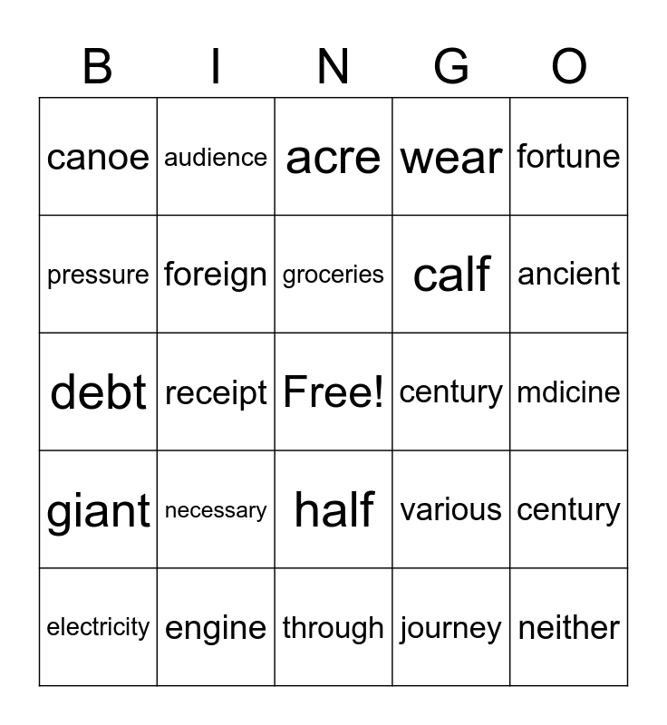 Red Word BINGO Card