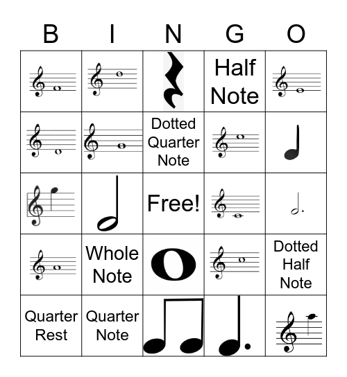 Music Notes Bingo- 5th&6th Bingo Card