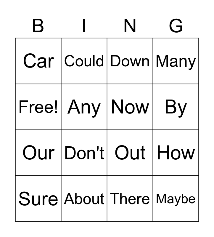 Journeys L17 - FUNdations U10 Trick Words Bingo Card