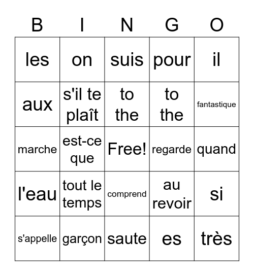 Les 3 petits cochons-Section B Bingo Card