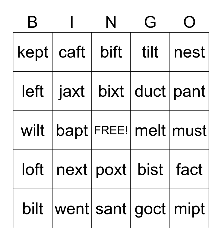 t ending blends Bingo Card