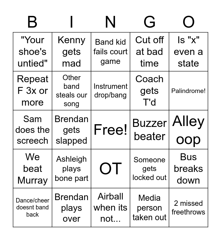 OVC Shenanigans Bingo Card
