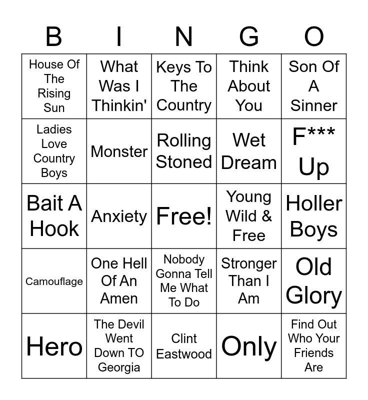 Cody's Coverall Bingo Card